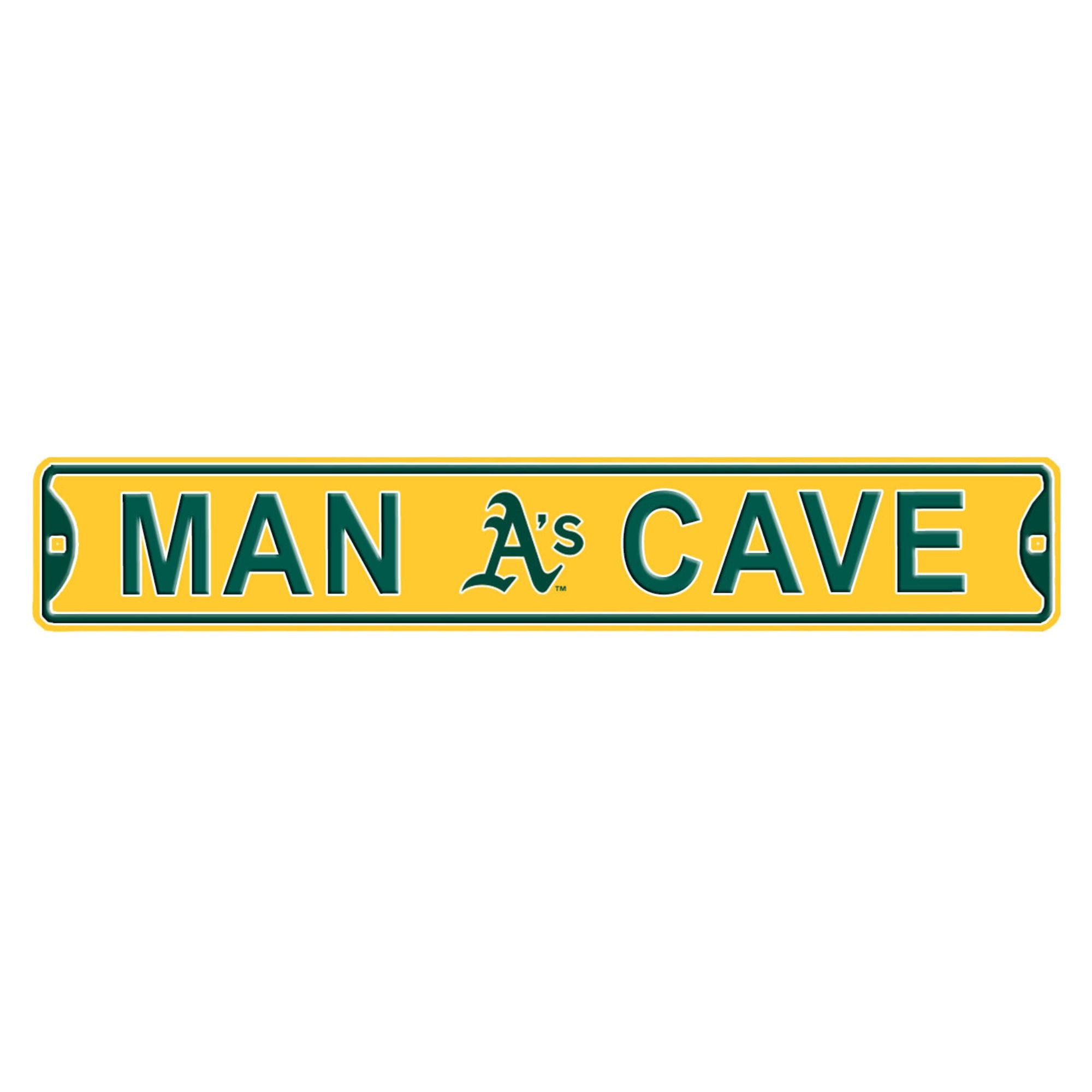 Athletics MAN CAVE - Embossed Steel Street Sign – authenticstreetsigns