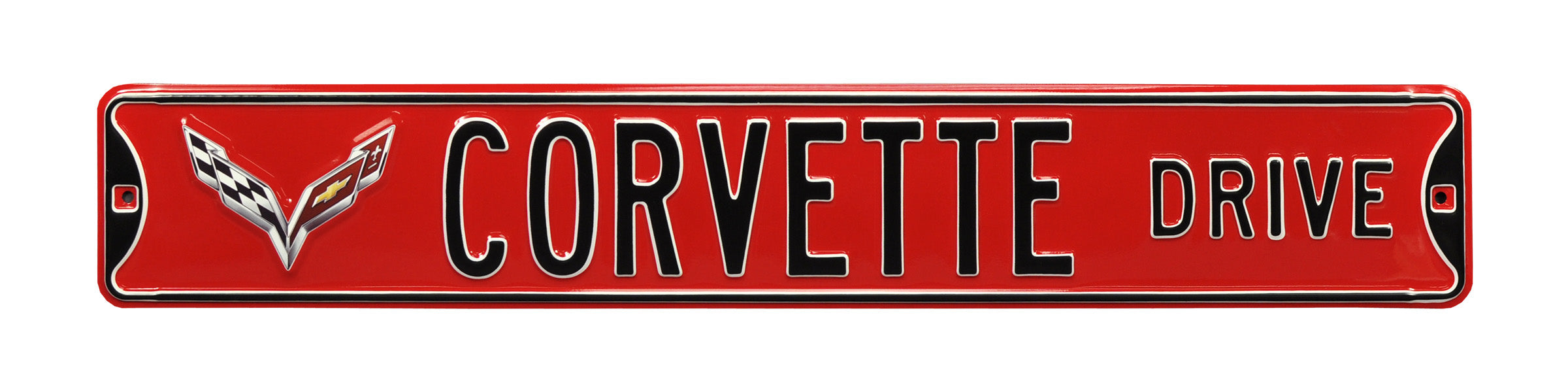 Corvette - Corvette Drive C7-Red Embossed Steel Street Sign ...