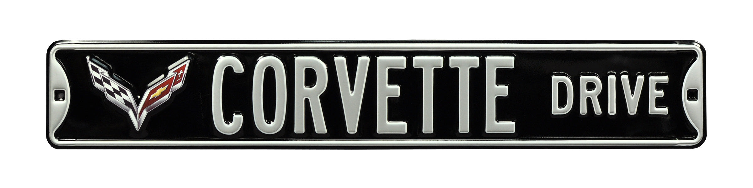 Corvette - Corvette Drive C7-Black Embossed Steel Street Sign ...