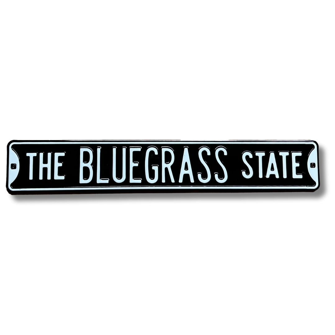 THE BLUEGRASS STATE - Black & White Embossed Steel Street Sign ...