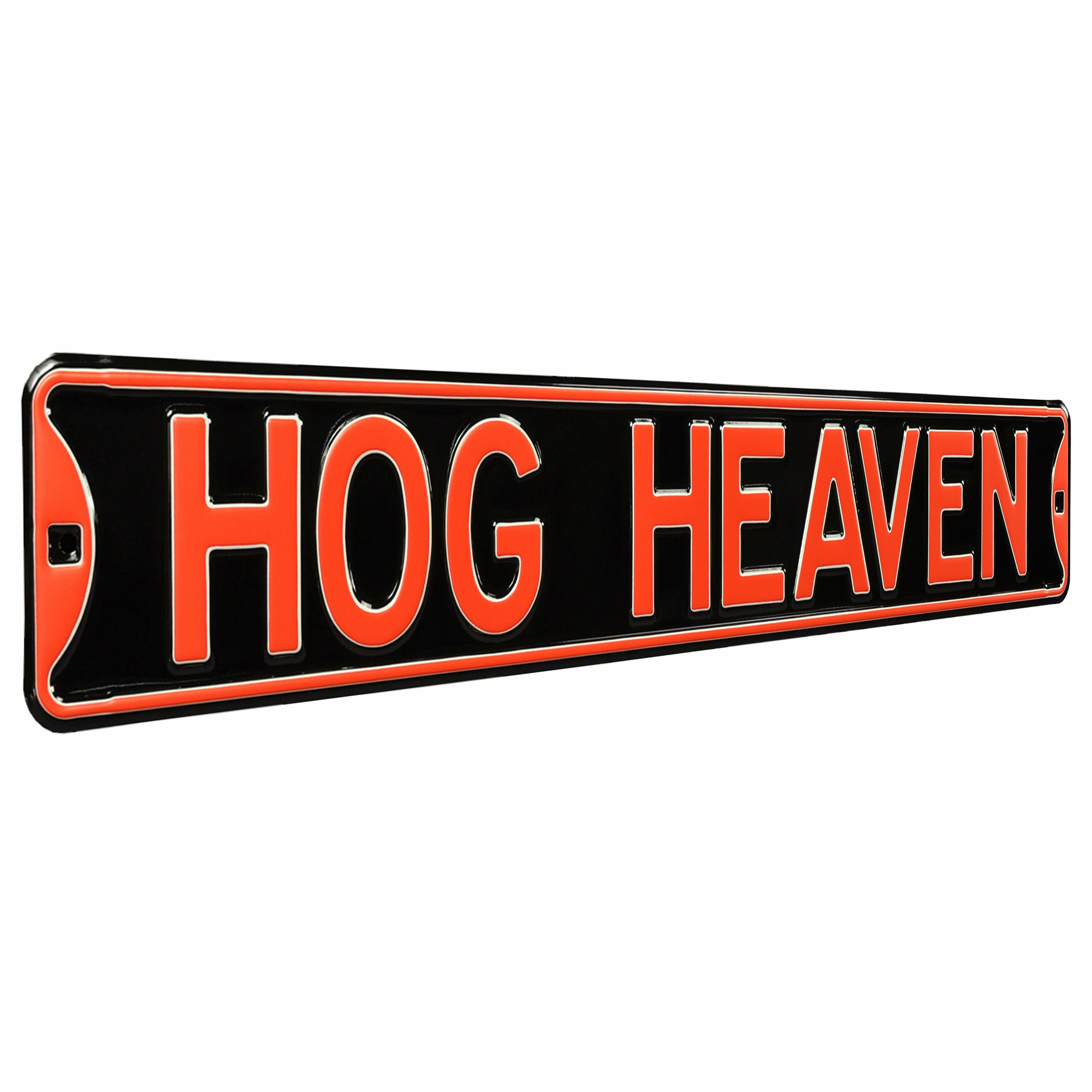 Hog Heaven Embossed Steel Street Sign – authenticstreetsigns