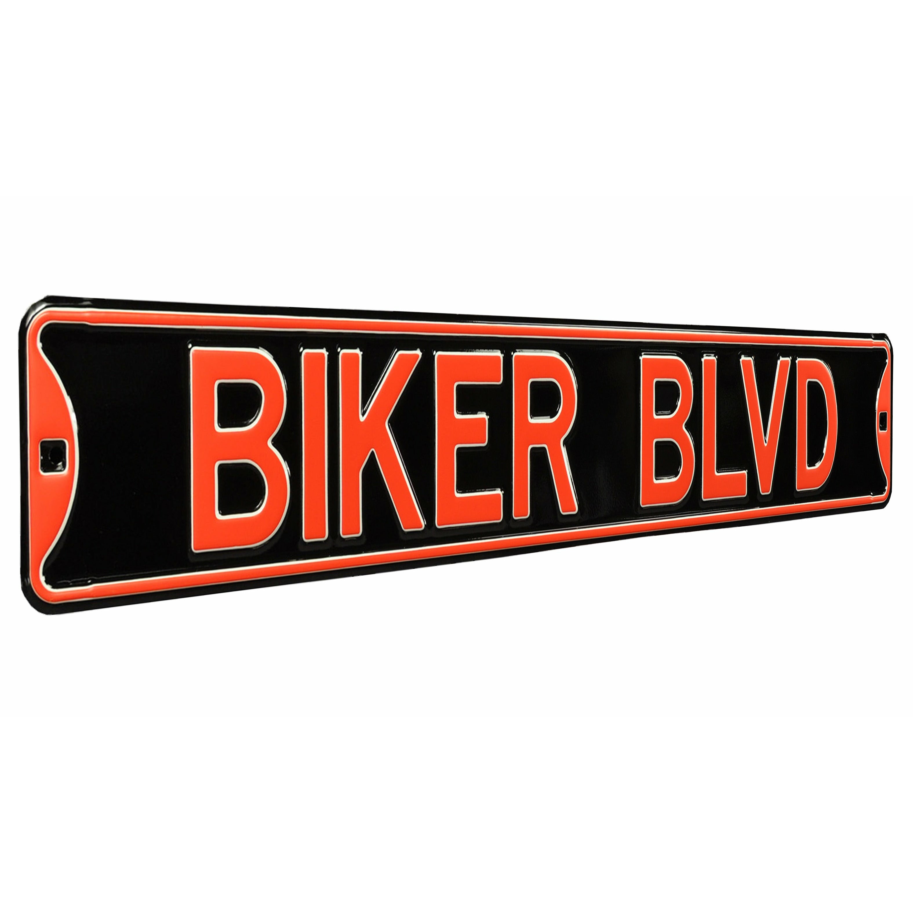 Biker Blvd Embossed Steel Street Sign – authenticstreetsigns