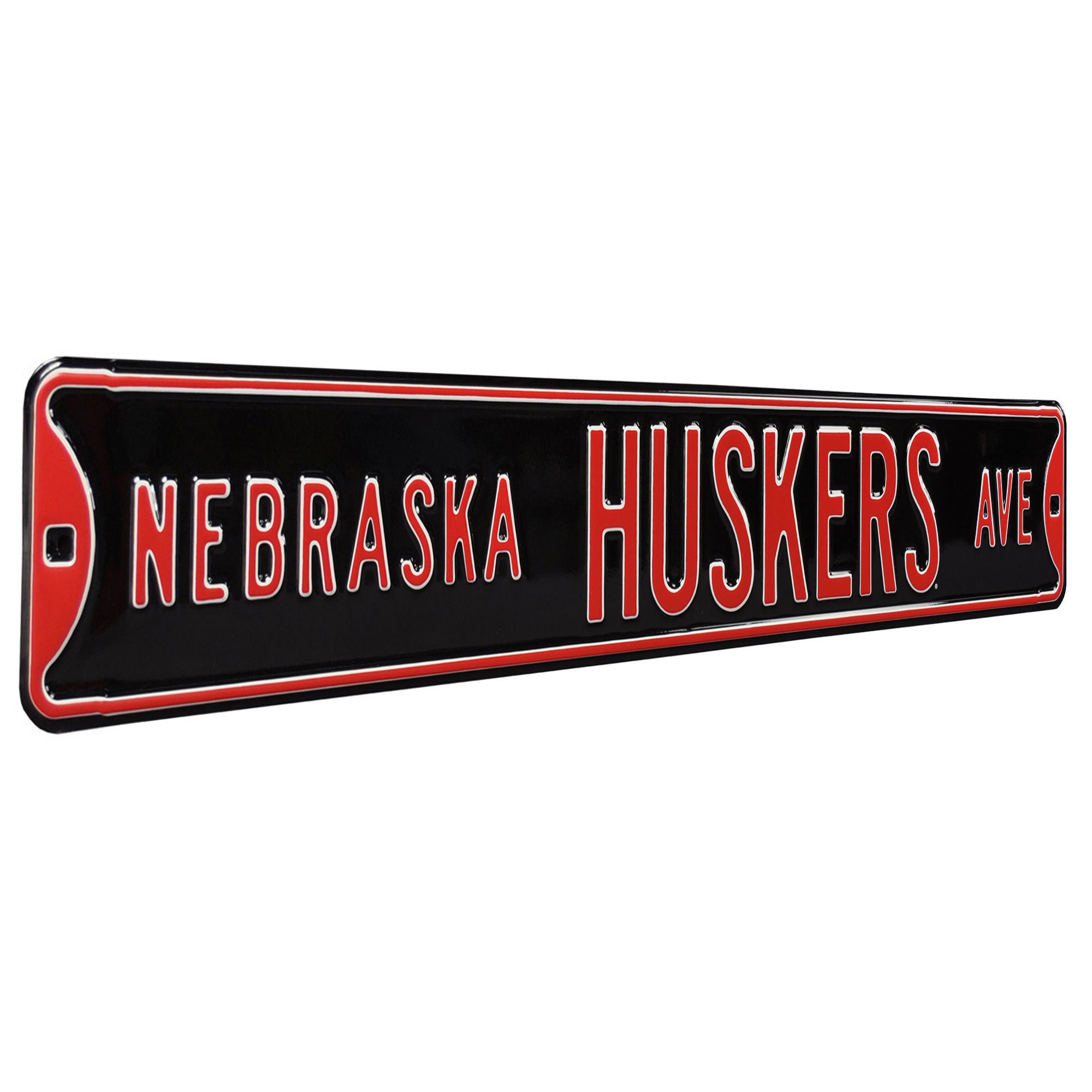Nebraska Cornhuskers - HUSKERS AVE - Black Embossed Steel Street Sign ...